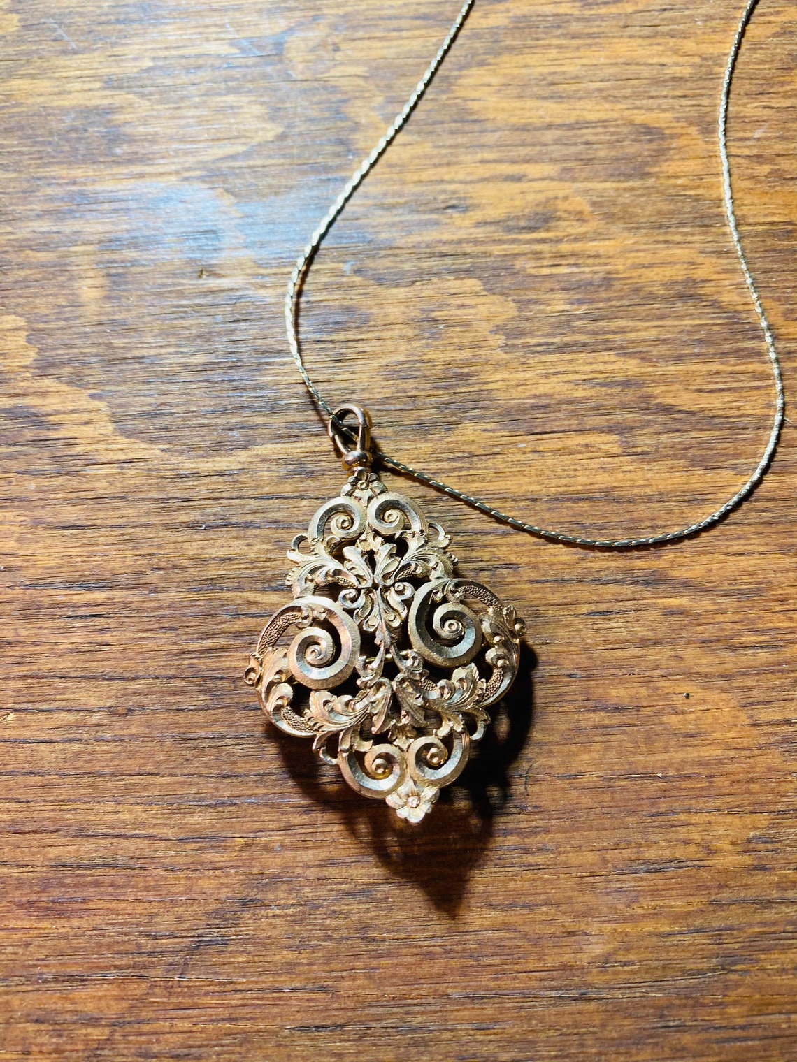 Vintage Scroll Pendant Gold Brooch Antique Pendant | Etsy