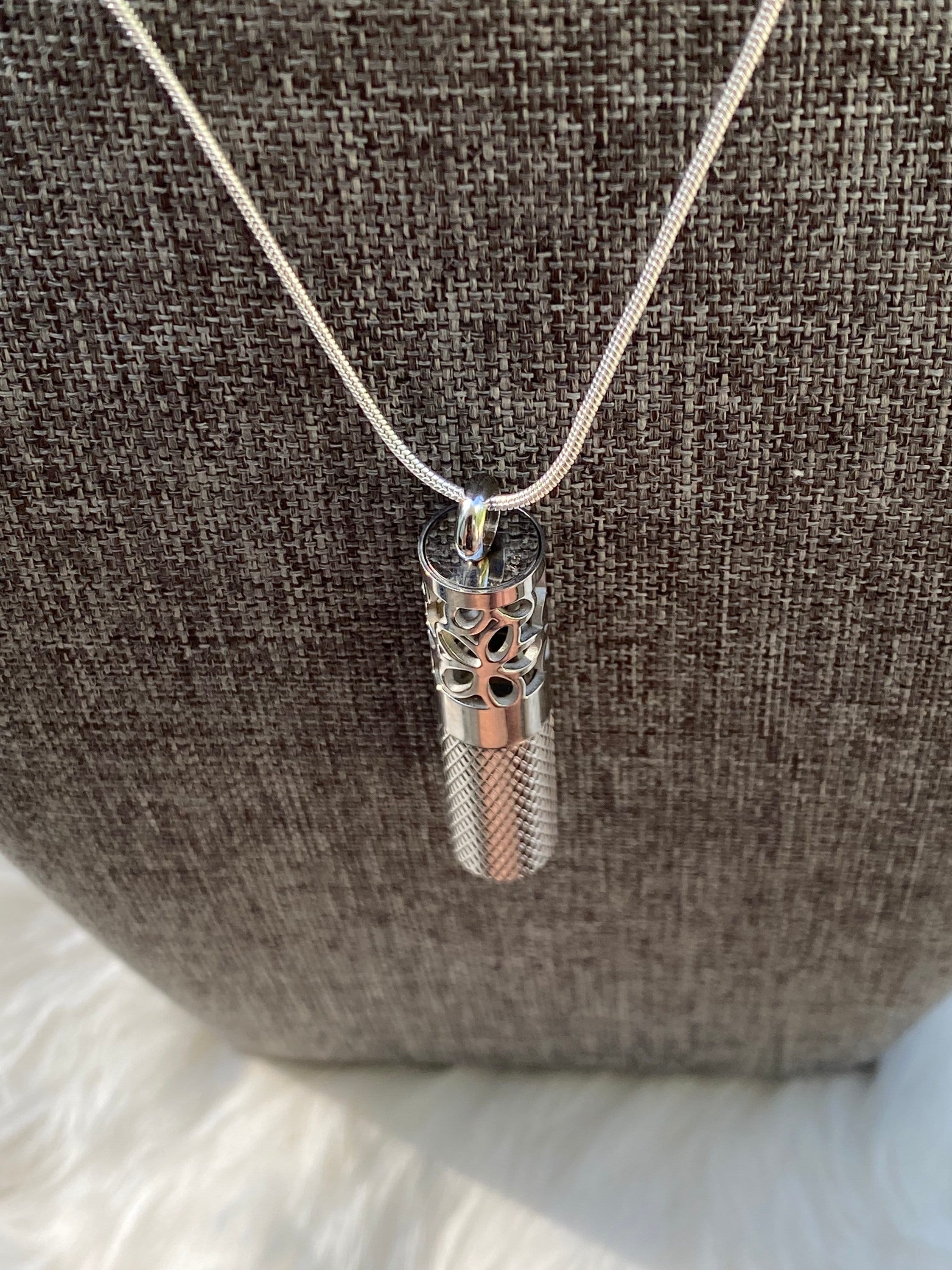 Cylinder Locket Silver Floral Locket Essential Oil | Etsy