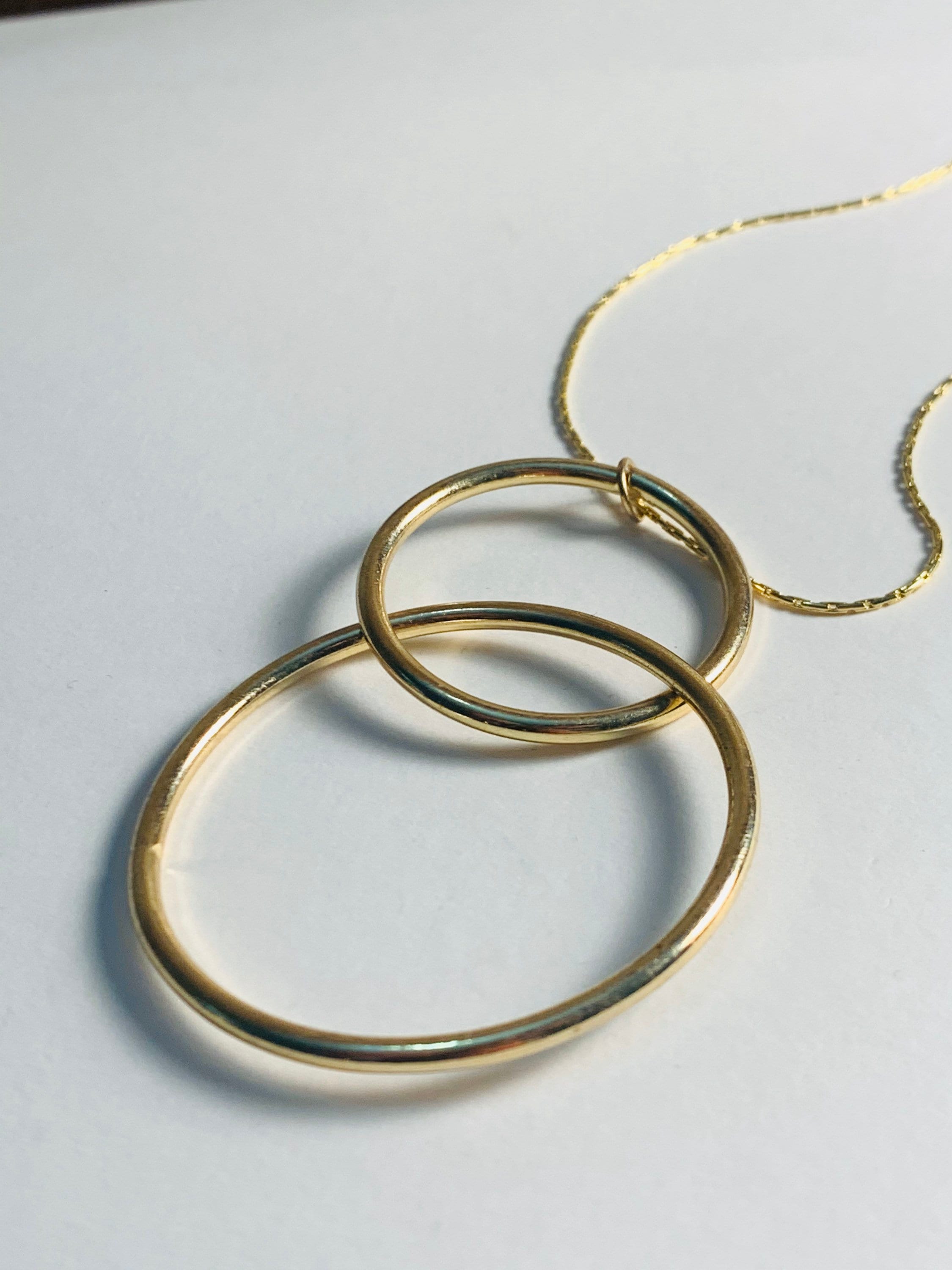 Gold Linked Hoop Pendant Drop Hoop Necklace Gold Linked - Etsy UK
