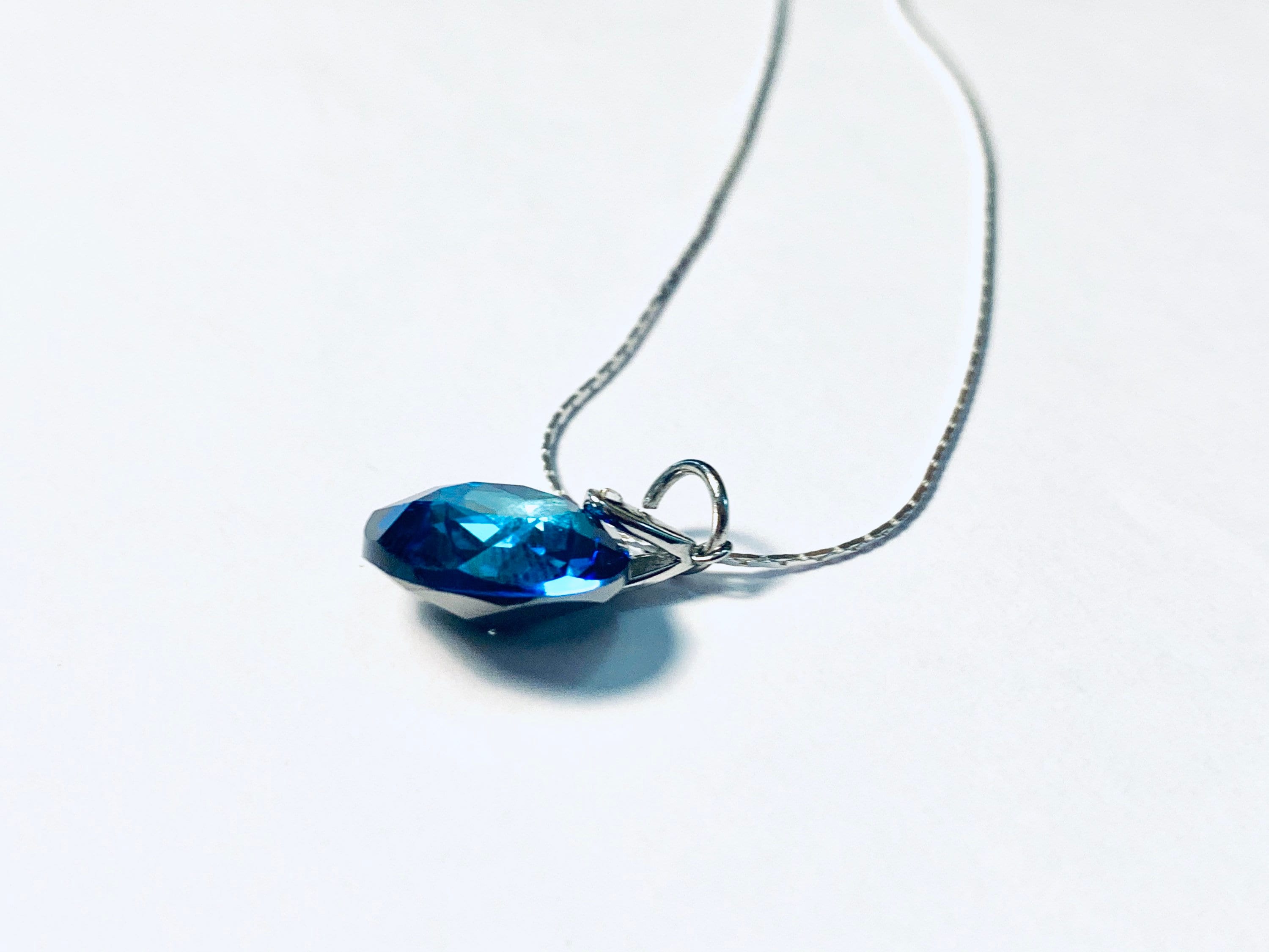 Genuine Swarovski Crystal Blue Circle Pendant Sterling | Etsy