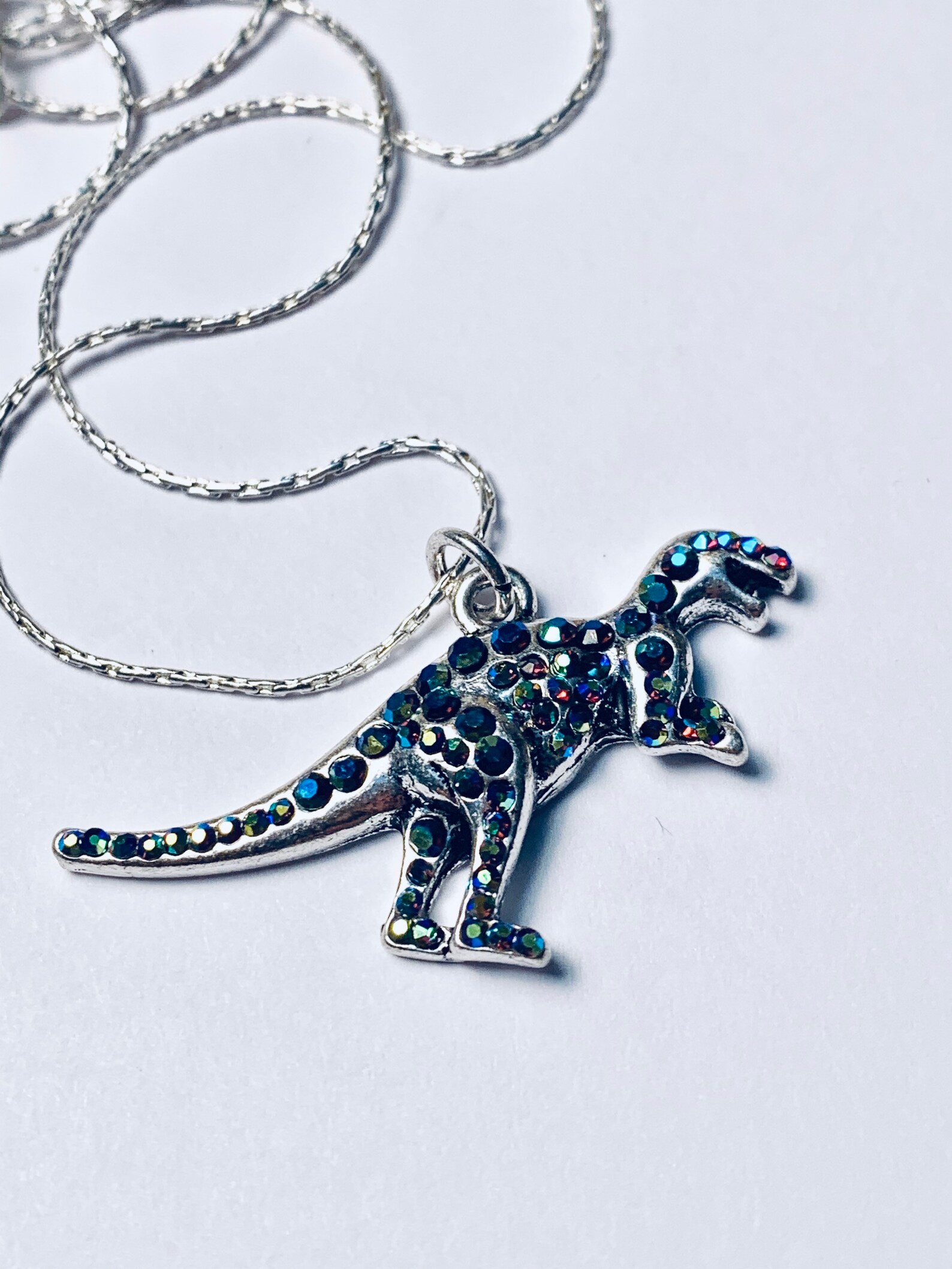 Dinosaur Necklace Jurassic Necklace Crystal Dinosaur - Etsy
