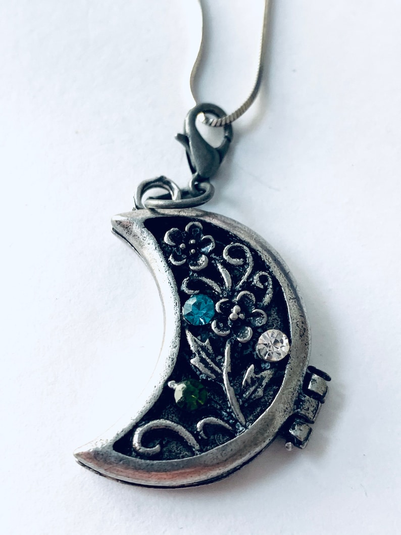 Moon Locket Moon Necklace JustBeadItByDrue | Etsy