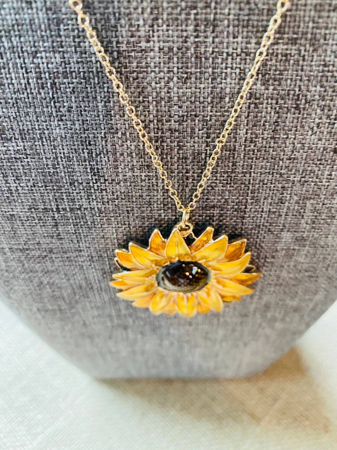 Sunflower Pendant Yellow Flower Necklace Gold Necklace | Etsy
