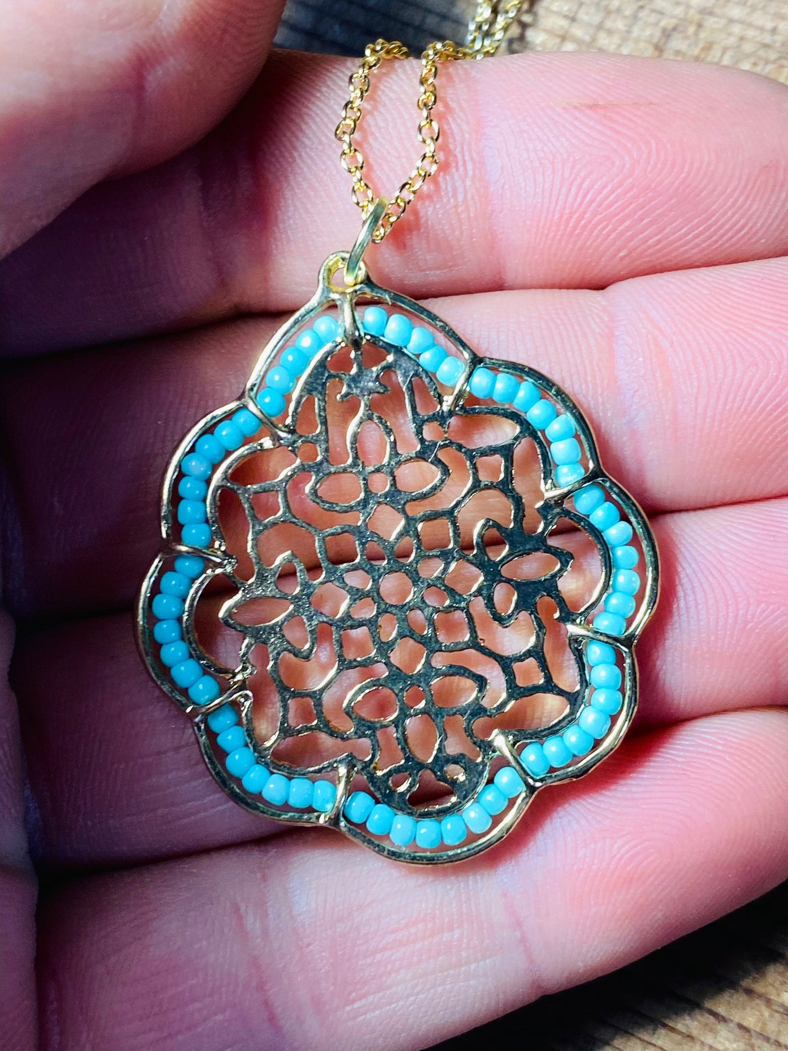 Colgante de filigrana de oro grande joyería marroquí - Etsy España