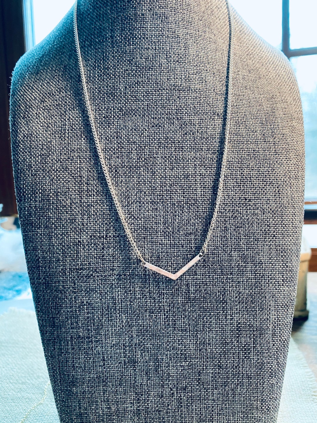 Sterling Silver V Necklace: Dainty Geometric Layering Jewelry - Etsy
