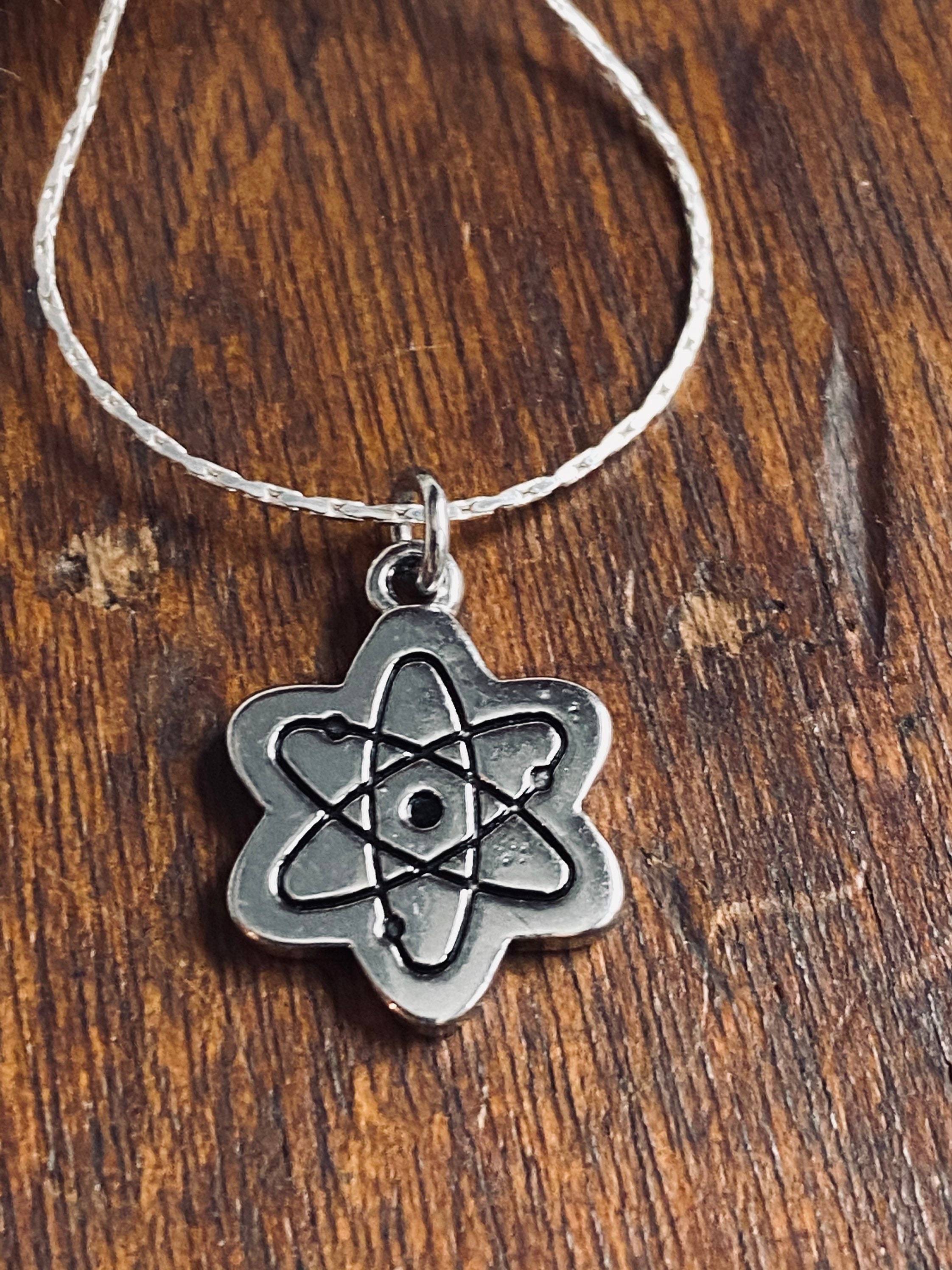Science Necklace Silver Atom Necklace Silver Charm | Etsy