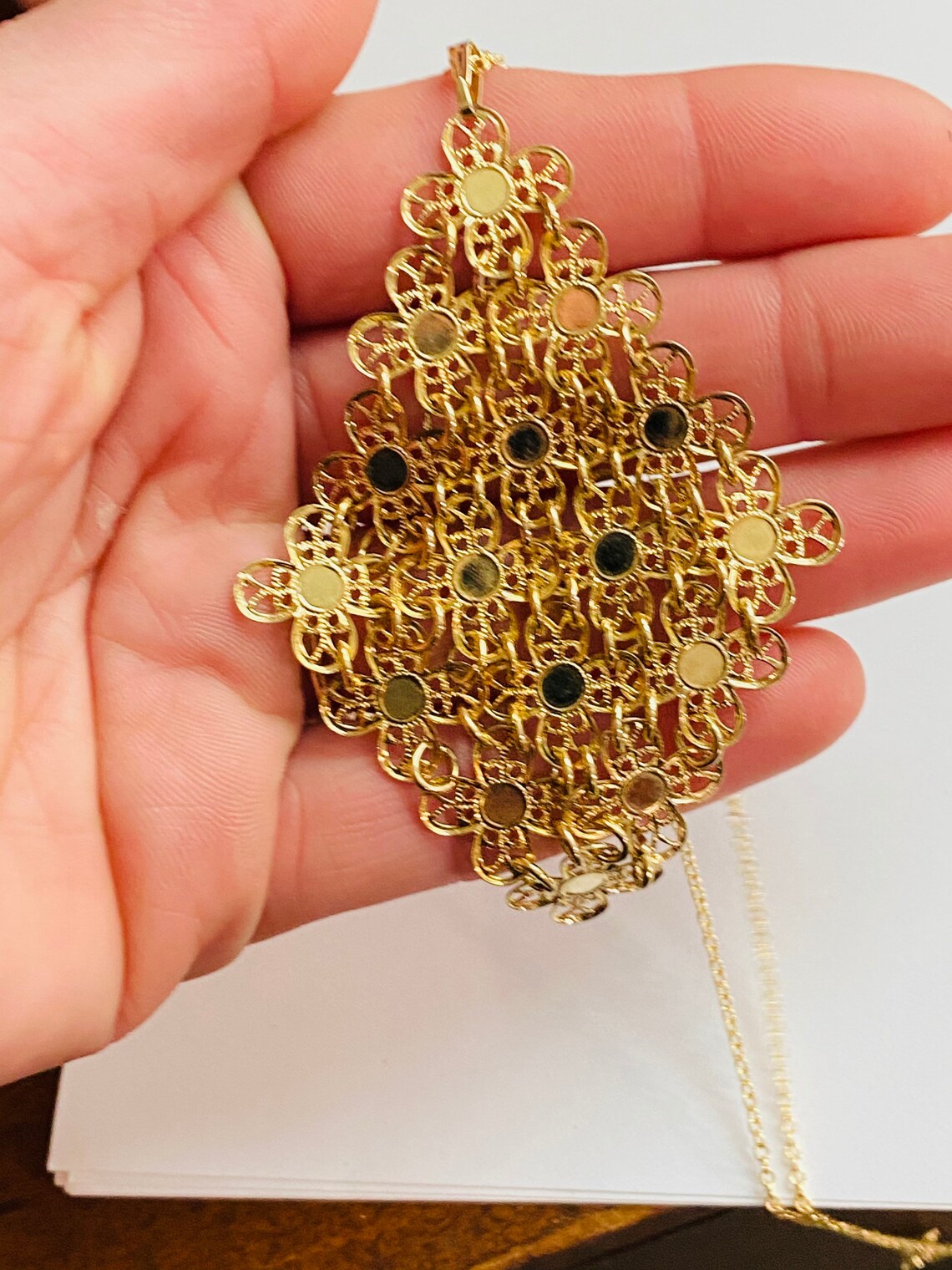 Gold Flower Necklace 14k Gold Necklace Retro Style Drop | Etsy