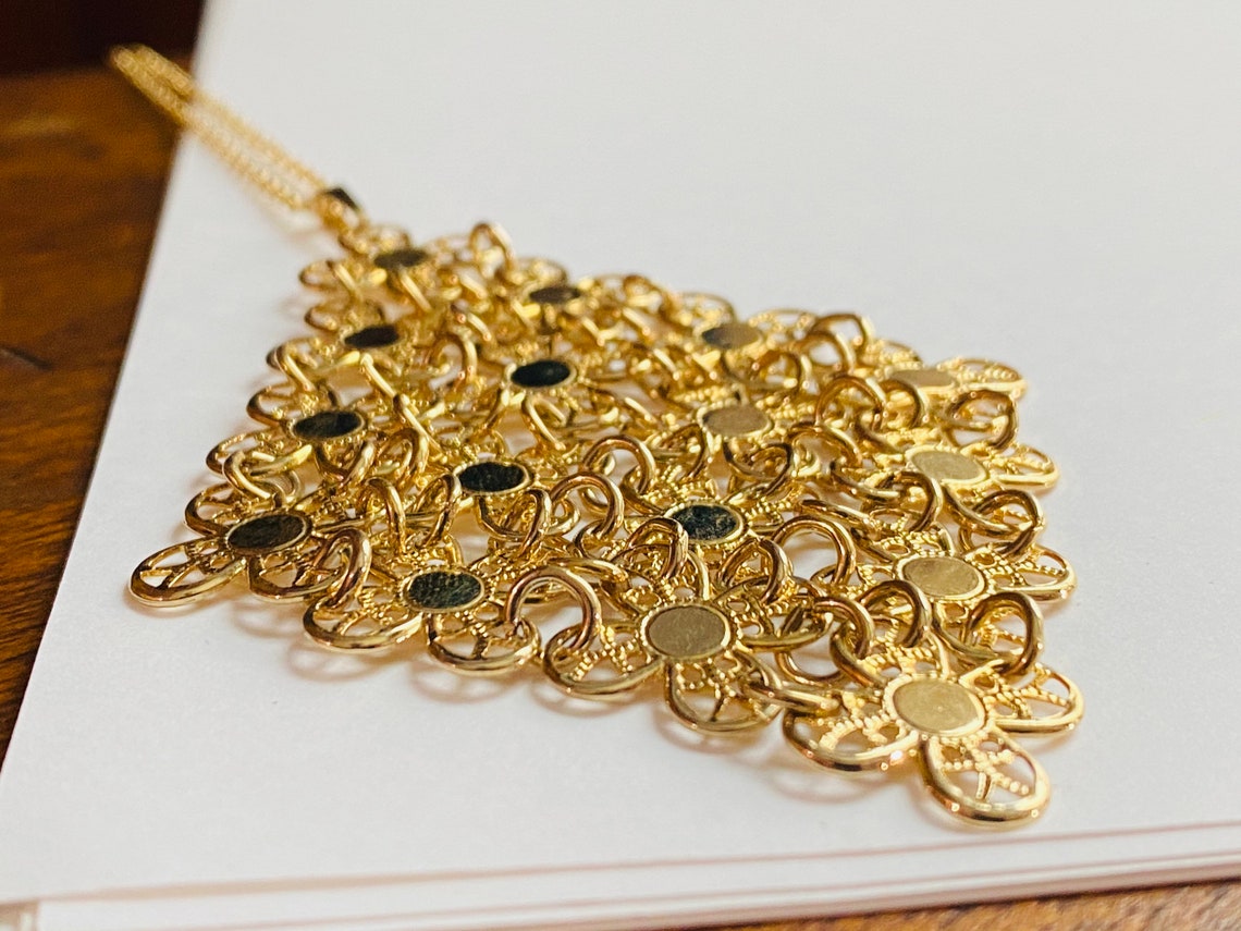 Gold Flower Necklace 14k Gold Necklace Retro Style Drop | Etsy
