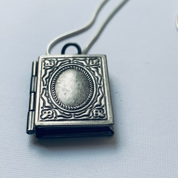 Silver Book Locket - Etsy
