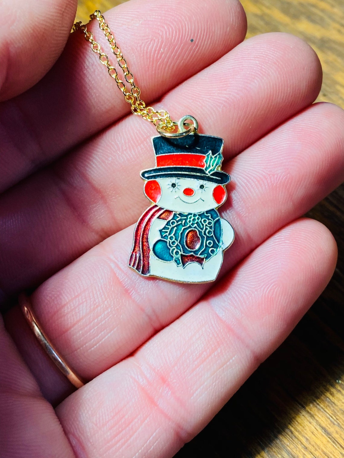 Snowman Necklace Holiday Charm Necklace Vintage Pendant | Etsy