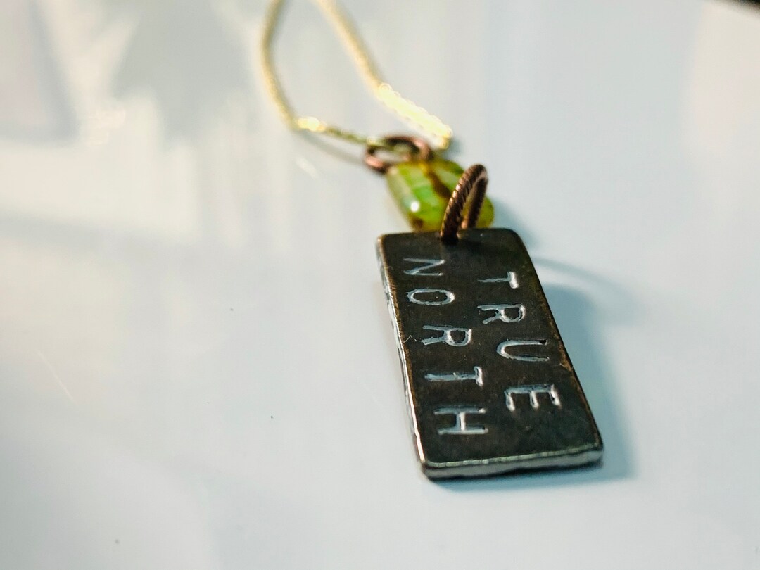 True North Hand Stamped Pendant Necklace - Wanderlust Jewelry - Etsy