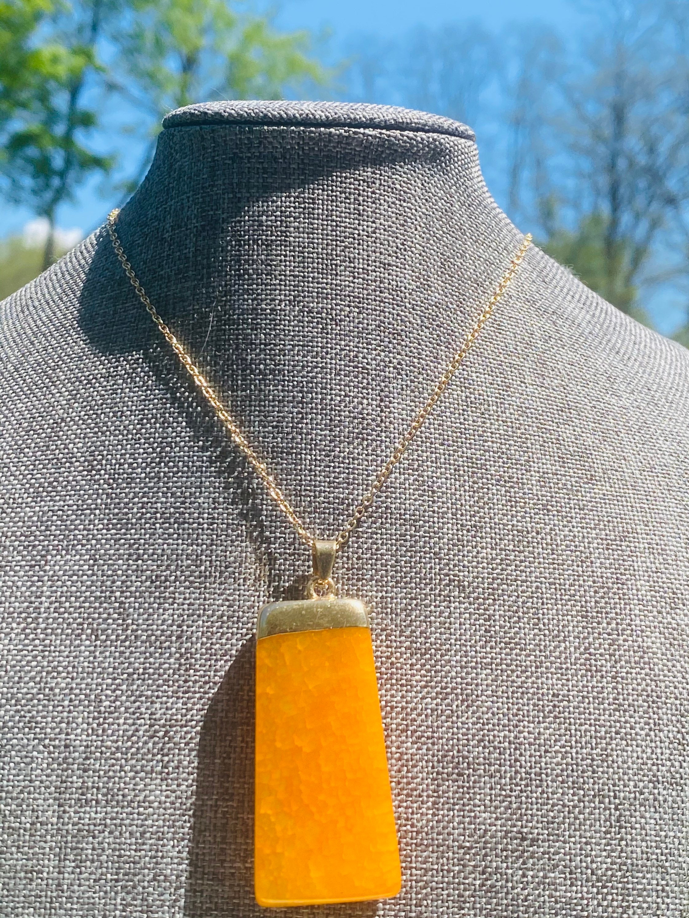 Quartz orange Quartz Pierre authentique naturelle Collier - Etsy France