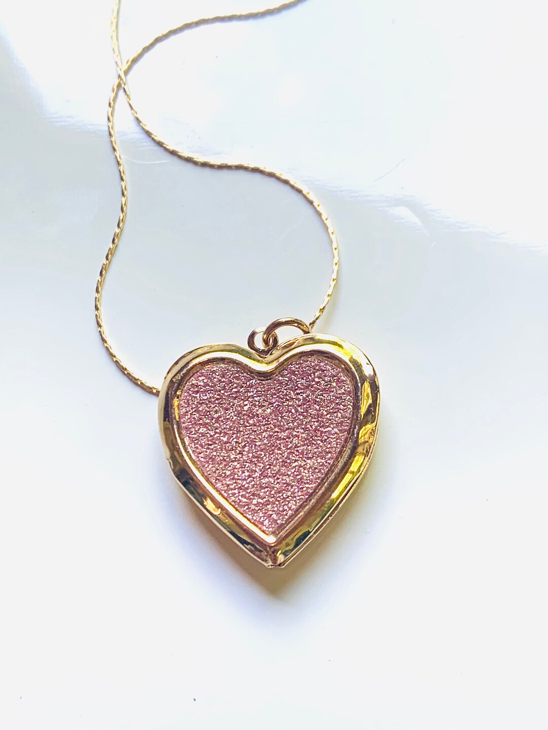 Pink Heart Locket - Heart Locket - Heart Charm - Heart Necklace- Gold ...