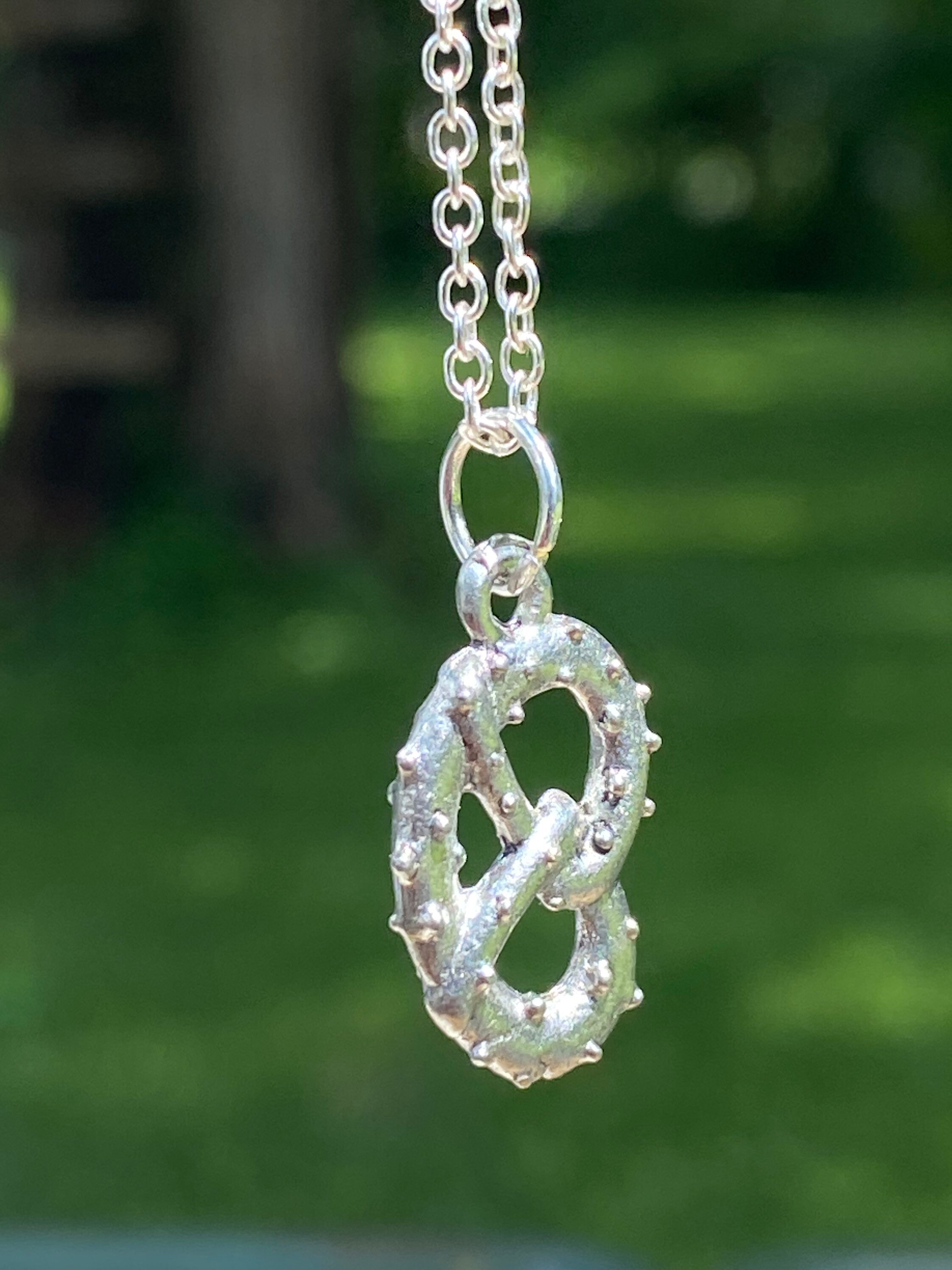 Silver & Gold Pretzel Necklace Pretzel Charm Necklace Food | Etsy