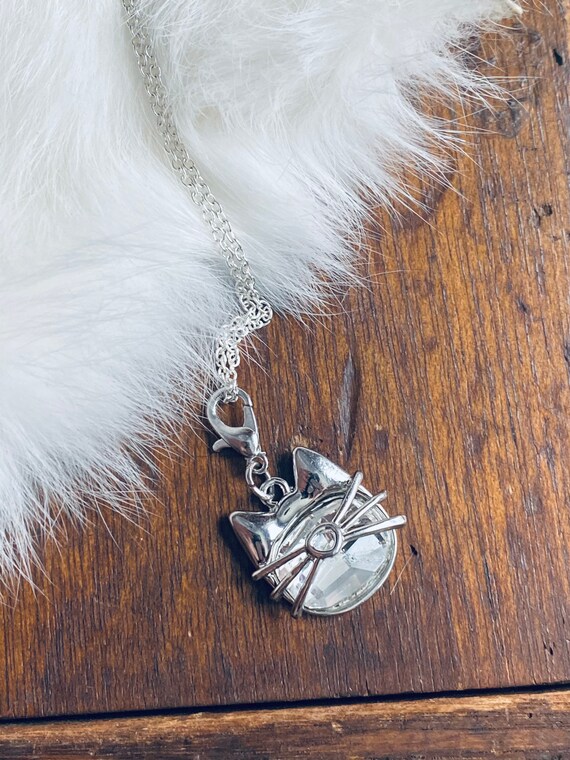 Swarovski Crystal Cat Necklace Crystal Cat Sterling Silver Jewelry Cat Charm Cat Jewelry Etsy Canada