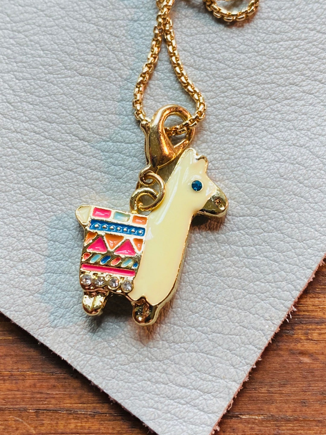 Enameled Llama Necklace: Colorful Party Pinata Charm - Etsy