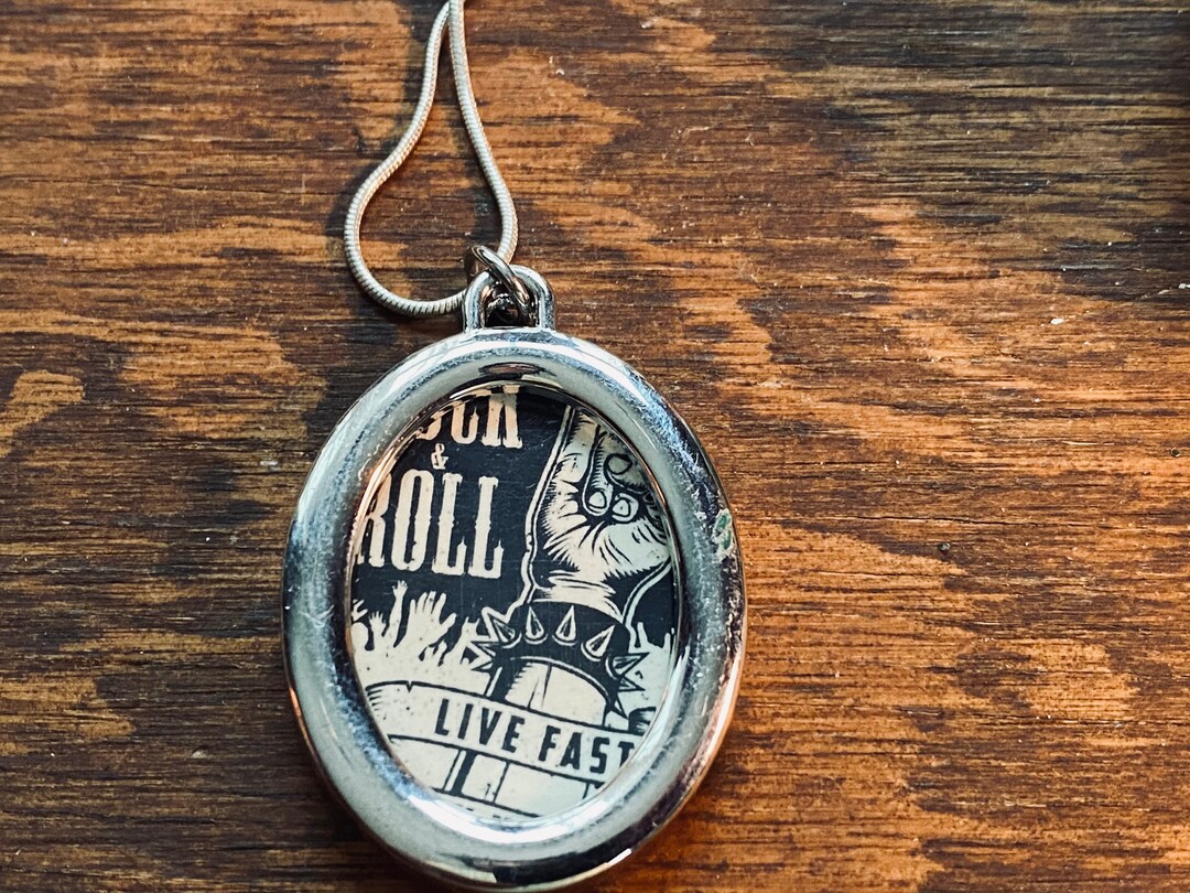 Rock & Roll Pendant - Rocker Necklace - Photo Pendant - Sterling Silver ...