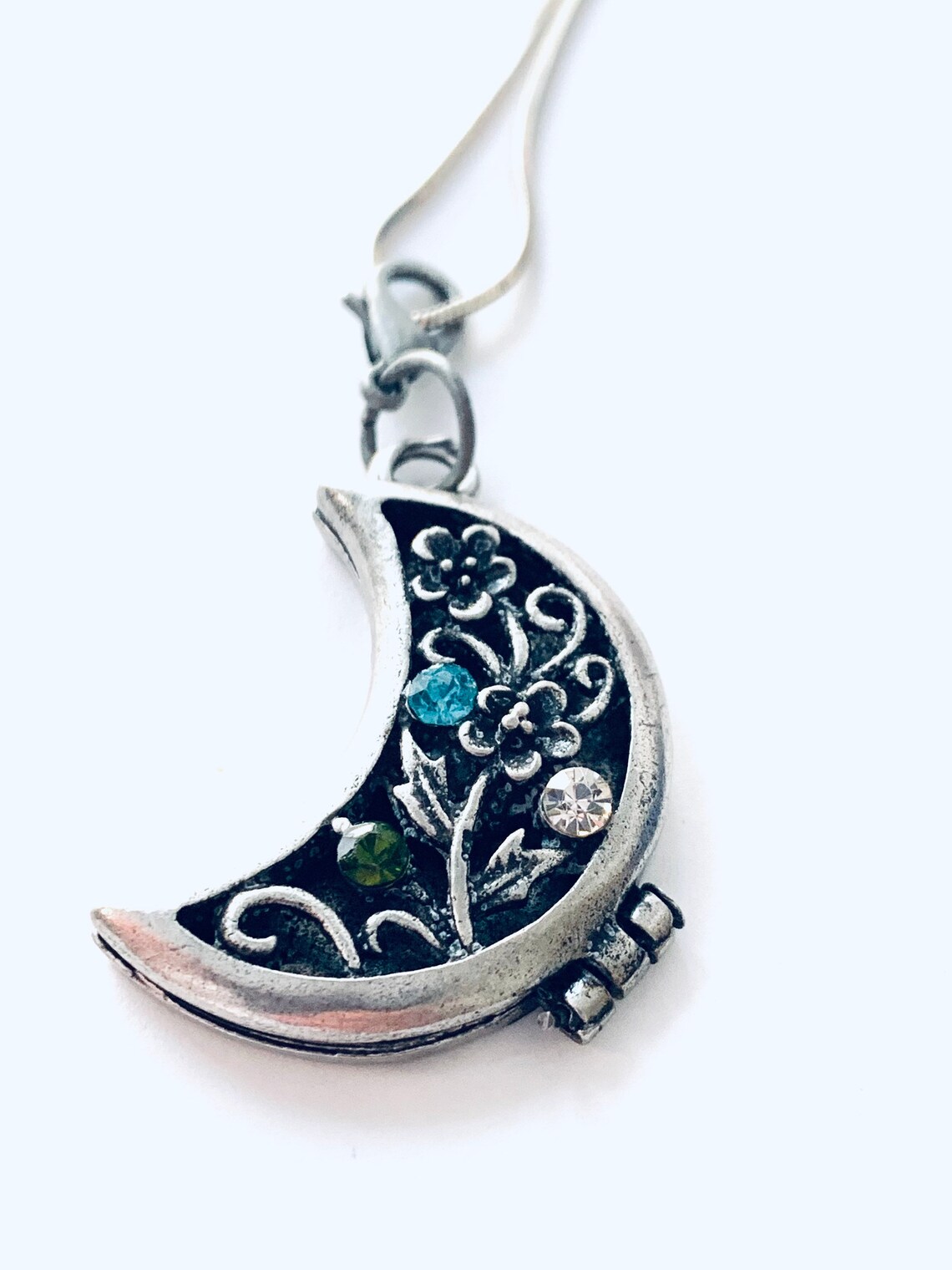 Moon Locket Moon Necklace JustBeadItByDrue | Etsy