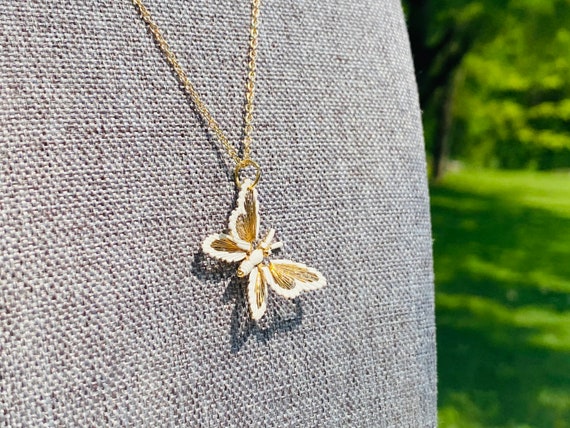 Vintage Gold Butterfly Butterfly Pendant Gold Necklace | Etsy