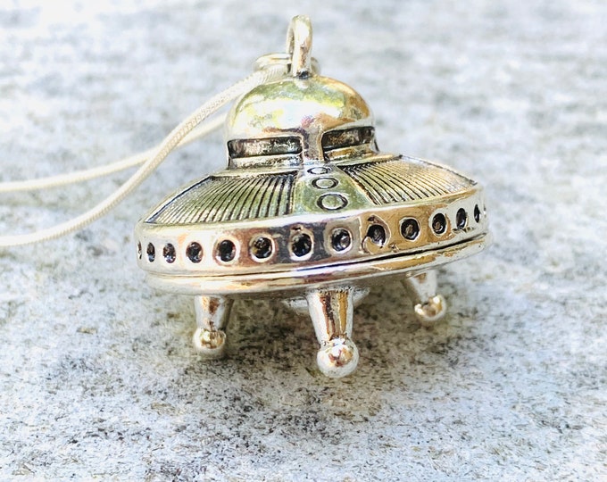 Spaceship Locket UFO Locket Necklace Alien Locket UFO Jewelry Science ...