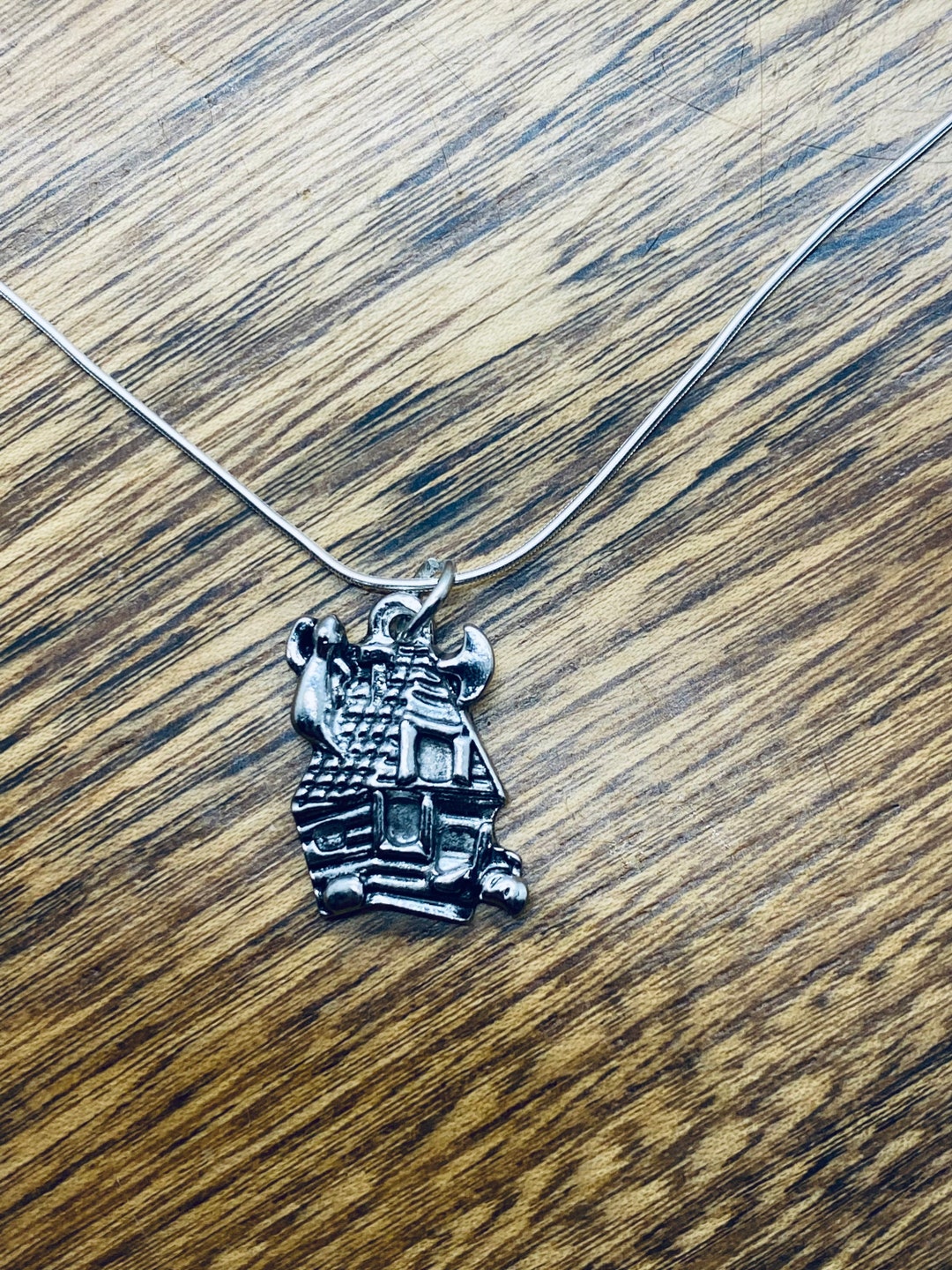 Haunted House Necklace: Sterling Silver Skeleton Charm, Halloween ...