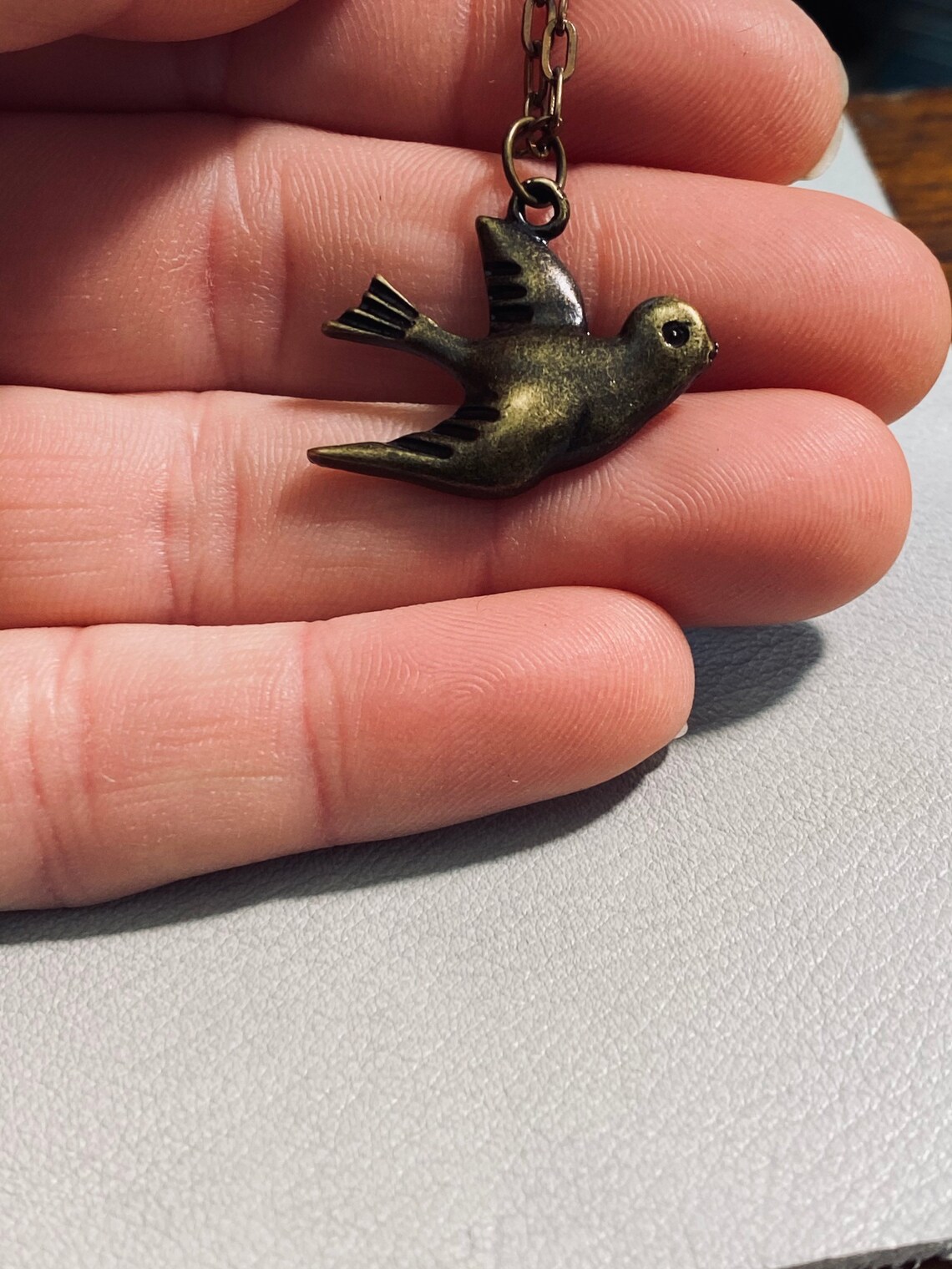 Small Bird Necklace Vintage Bird Necklace Bronze Chain | Etsy