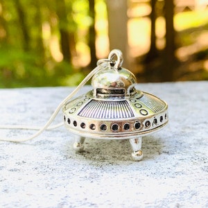 Spaceship Locket - UFO Locket Necklace - Alien Locket - UFO Jewelry ...