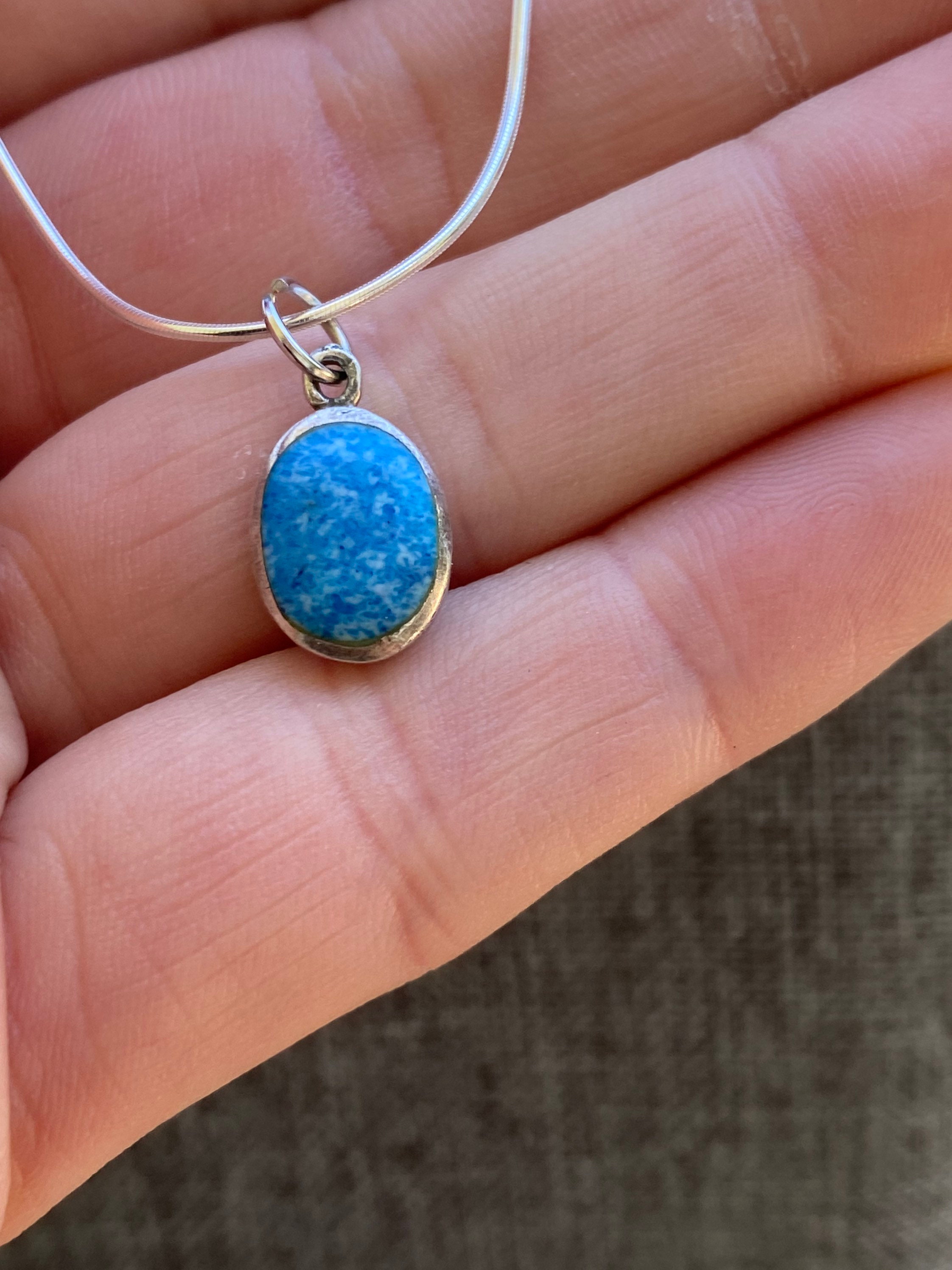 Piedra turquesa real Colgante de piedra ovalada 925 | Etsy
