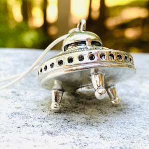 Spaceship Locket - UFO Locket Necklace - Alien Locket - UFO Jewelry ...