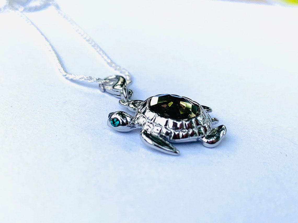 Turtle Necklace Swarovski Crystal Swarovski Crystal Turtle - Etsy