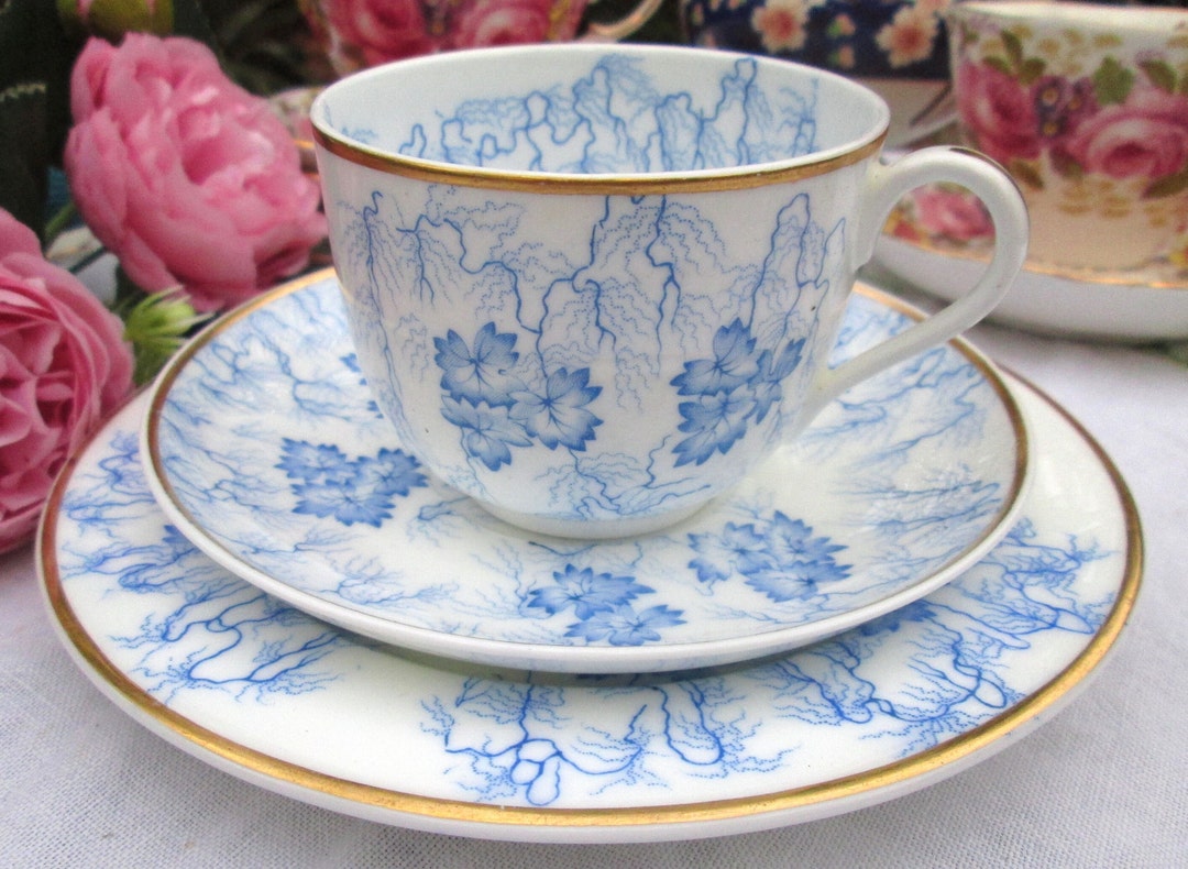 Antique 1860's Grainger Worcester Blue & White Trio - Etsy UK