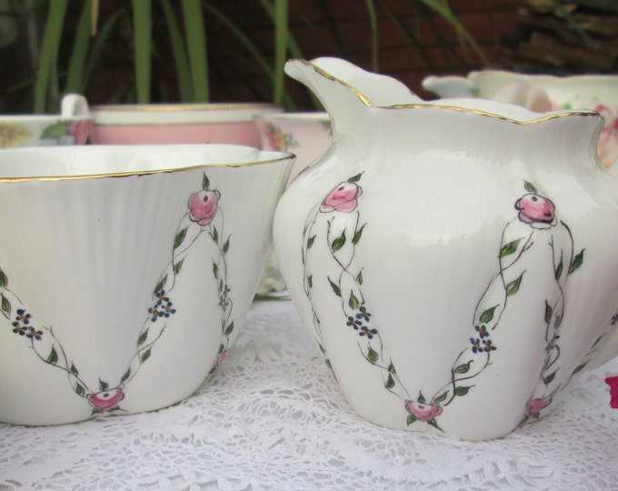 Vintage Shelley Pink Rose Buds Milk Jug & Sugar Bowl - Etsy