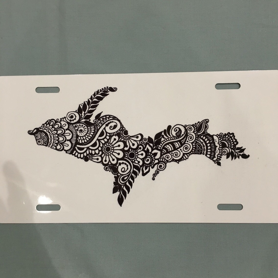 Upper Michigan Henna Inspired License Plate on Sturdy Aluminum - Upper ...
