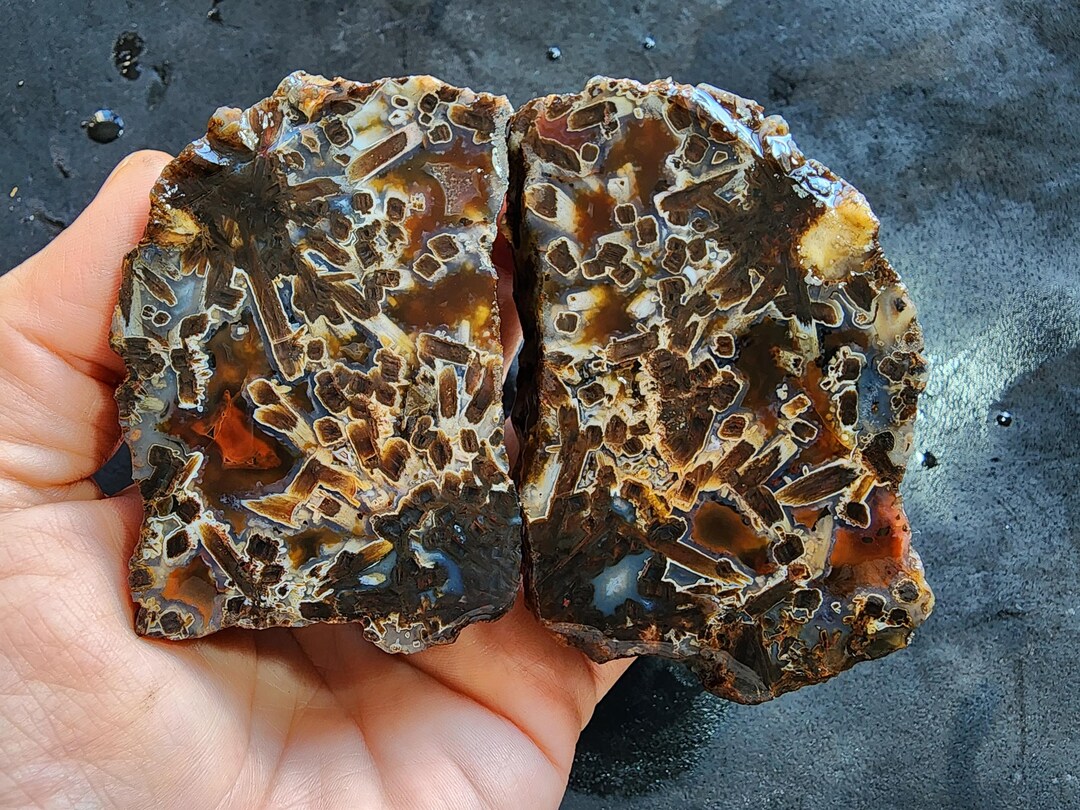 Turkish Tube Agate Pair, Rough Lapidary Slabs, Chakra Stone - Etsy