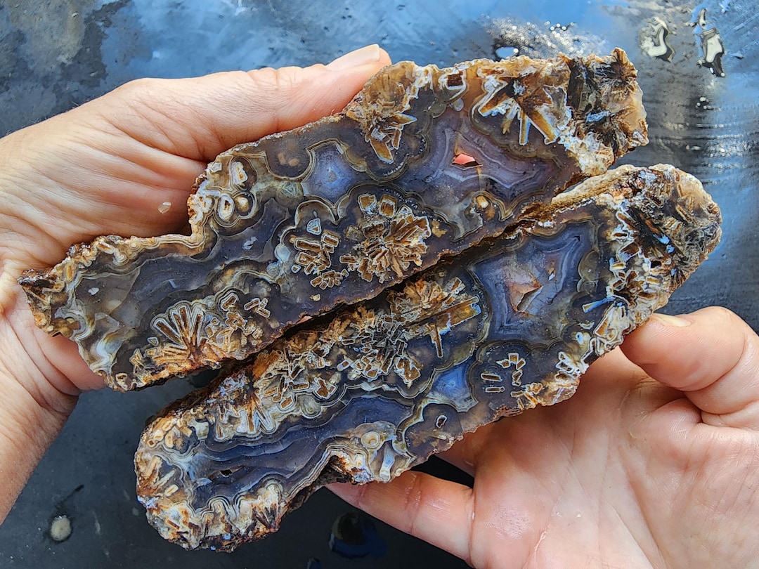 Blue Bubble Agate Display Pair, Banded Botryoidal Agate, Turkey - Etsy