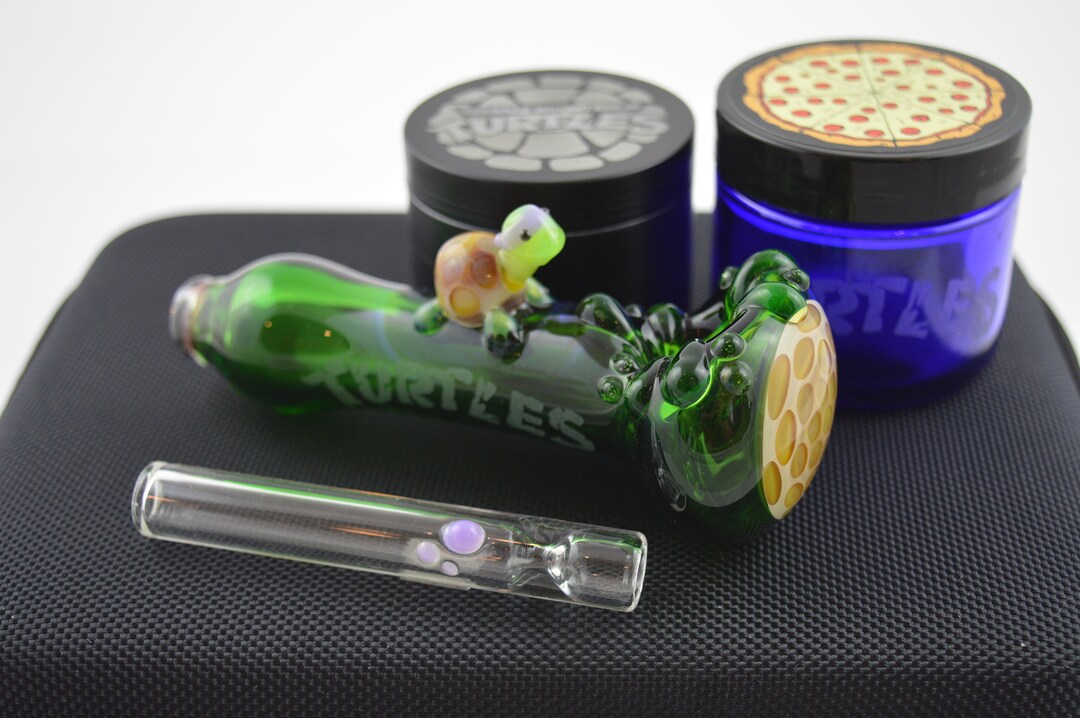 TMNT UV Reactive Turtles Don Glass Pipe Set - Etsy