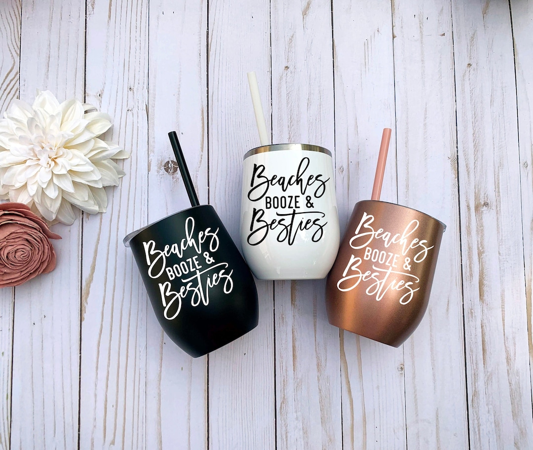 Beaches Booze & Besties Wine Cups, Bachelorette Party, Beach ...