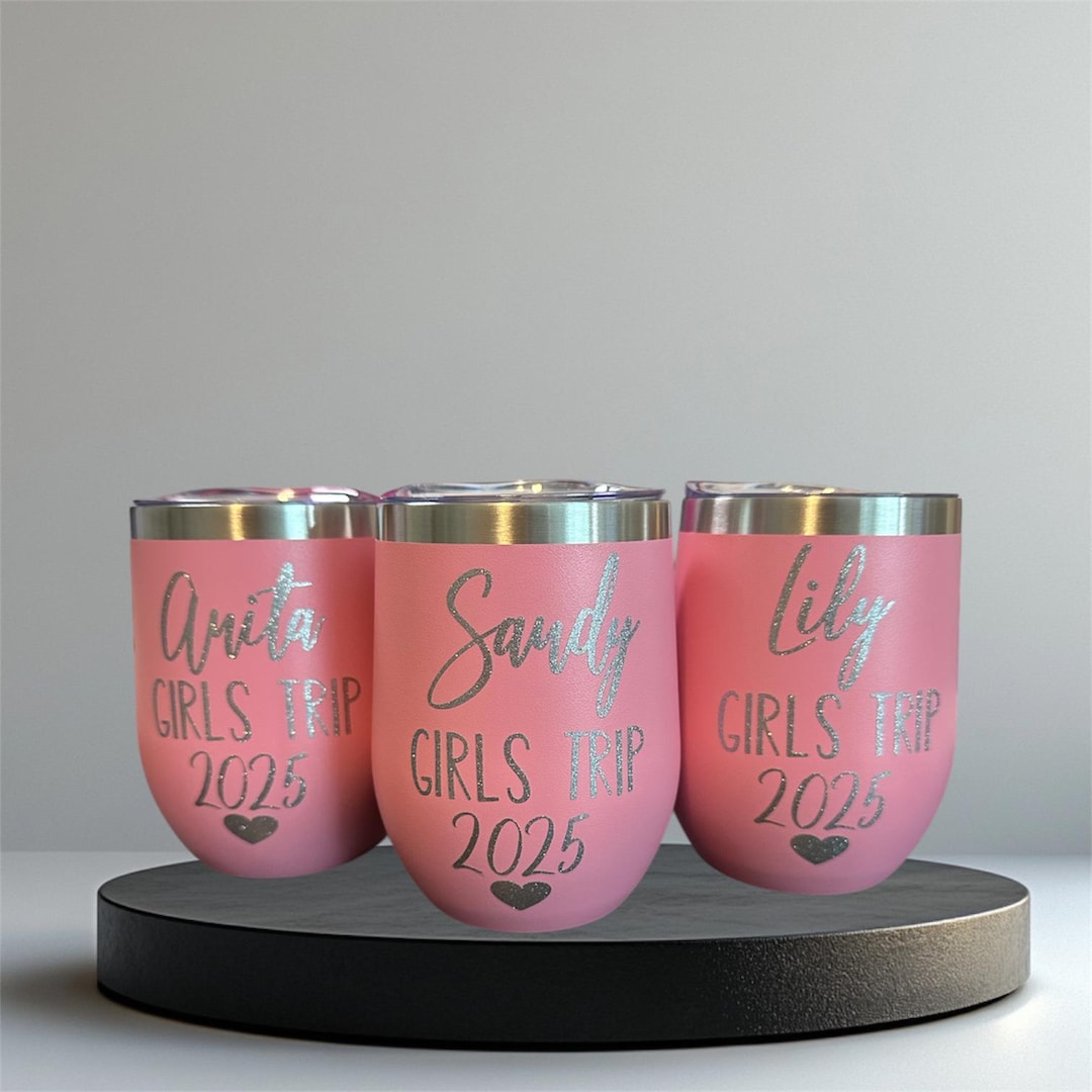 Personalized Girls Trip Tumblers: Stainless Steel Wine Cups - Etsy