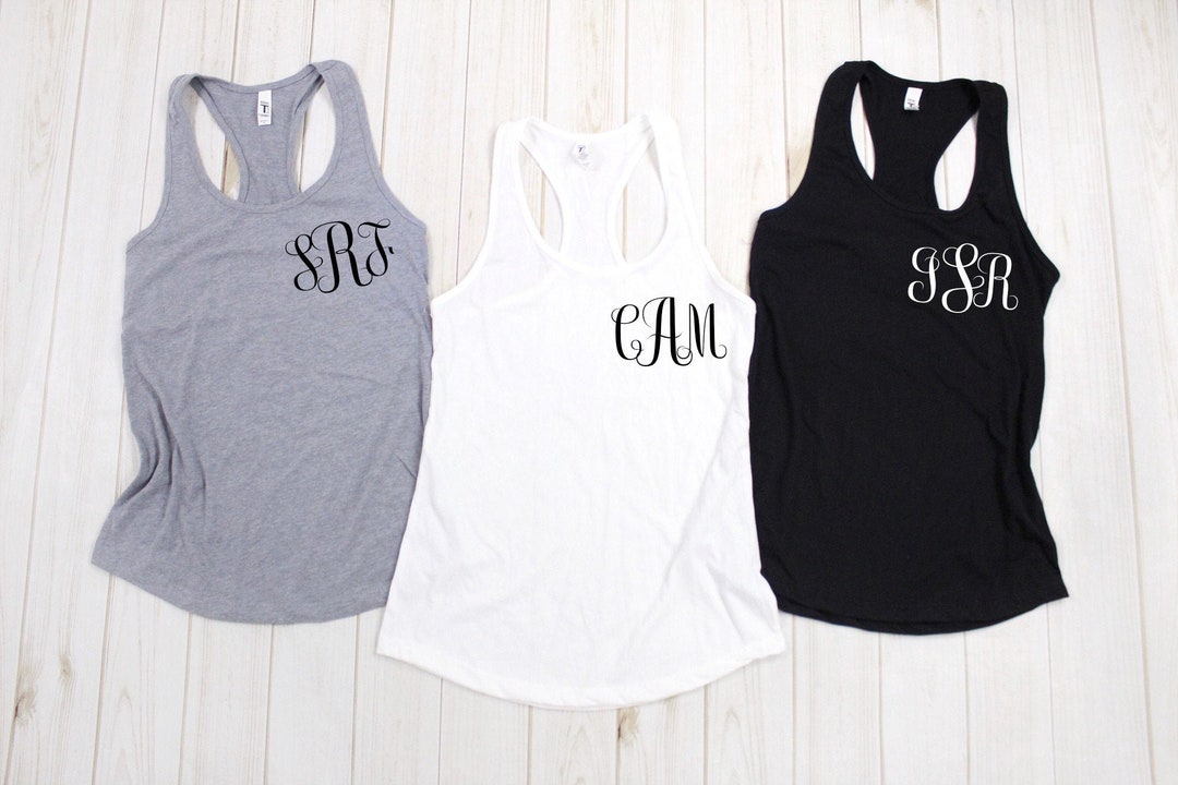 SET OF 6 Monogram Tank Tops, Bridesmaid Shirts, Monogrammed Tank ...