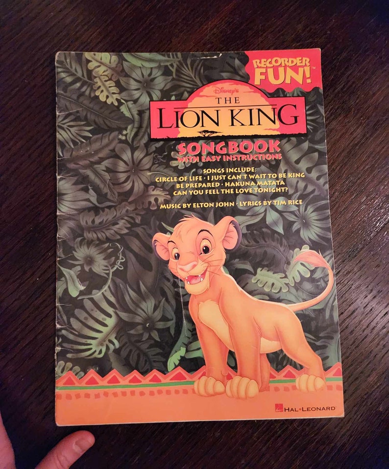 Disney the Lion King Recorder Sheet Music 1990s Used - Etsy
