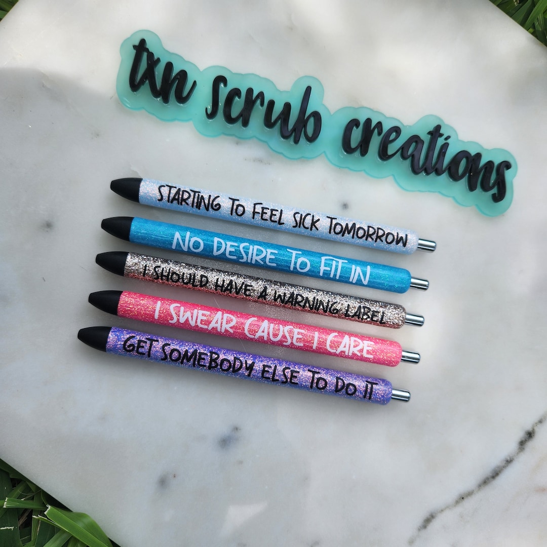 Snarky Pens Series: Work Humor Inkjoy Glitter Resin Pens for Medical ...