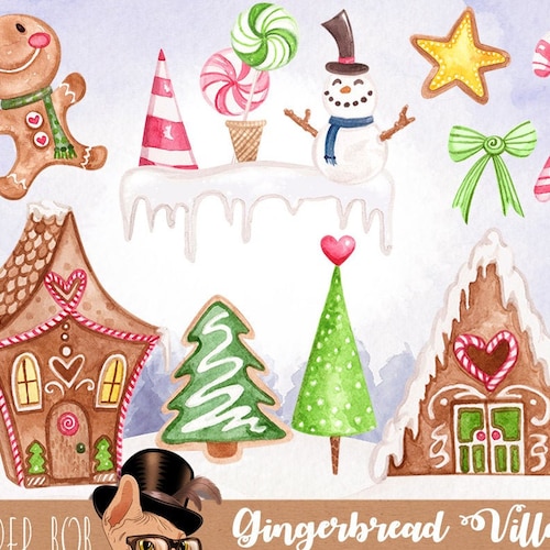Christmas Gingerbread Watercolor Clipart PNG Watercolor - Etsy