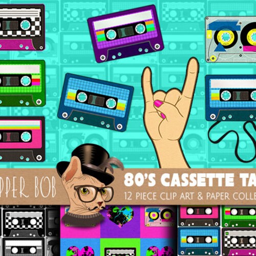 80's Cassette Tapes Clip Art Collection 300dpi PNG Retro - Etsy