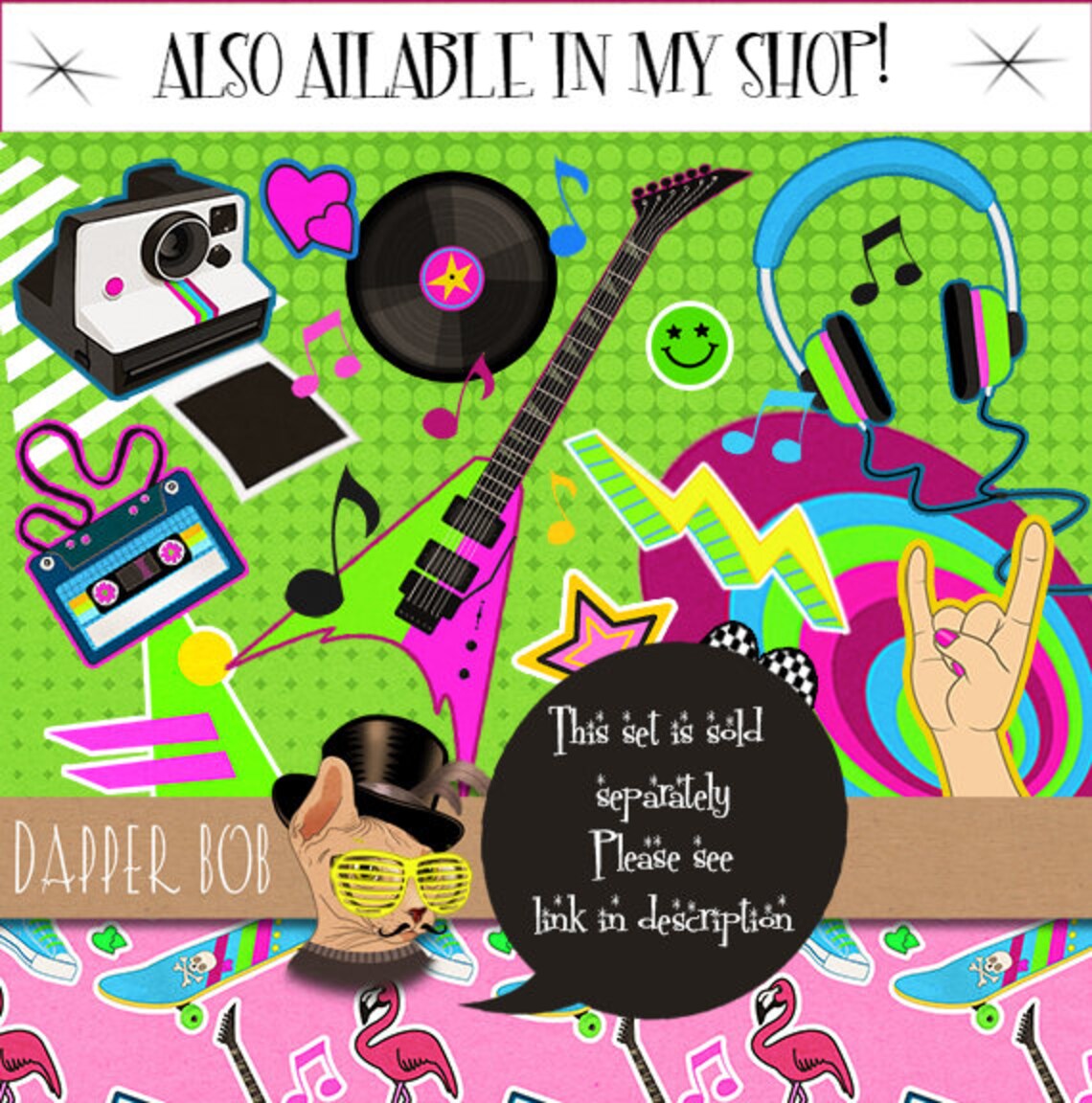 Totally 80's Digital Clip Art Elements for Scrap-booking - Etsy