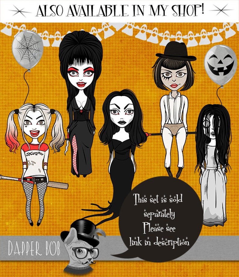 Halloween Party Girl Characters Clip Art Collection Movie | Etsy