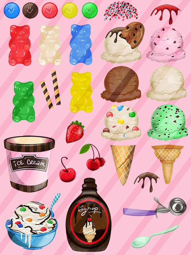 Ice Cream Treats Digital Clip Art Elements for Scrap-booking - Etsy