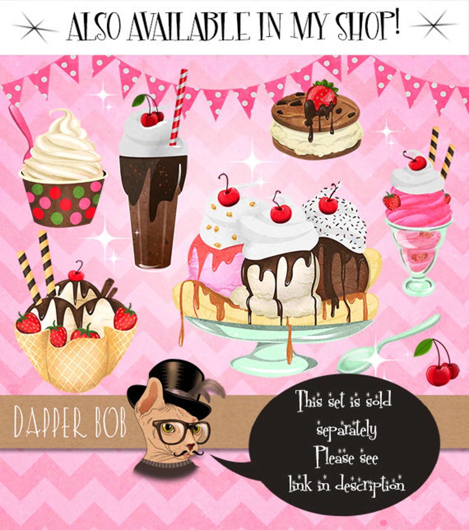 Ice Cream Treats Digital Clip Art Elements for Scrap-booking - Etsy