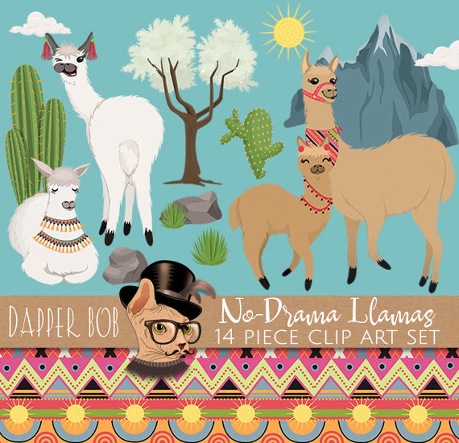 No Drama Llamas Clip Art Collection Llama Alpaca PNG Clipart - Etsy