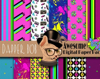 Totally 80's Digital Paper Pack for Scrap-booking and | Etsy