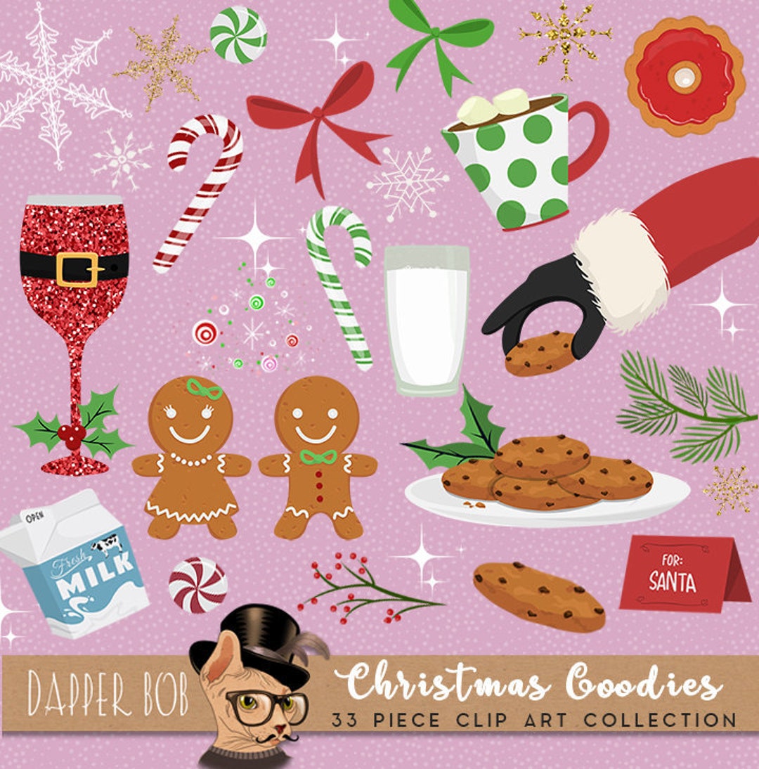 Christmas Santa Milk and Cookies Clip Art Collection Holiday - Etsy